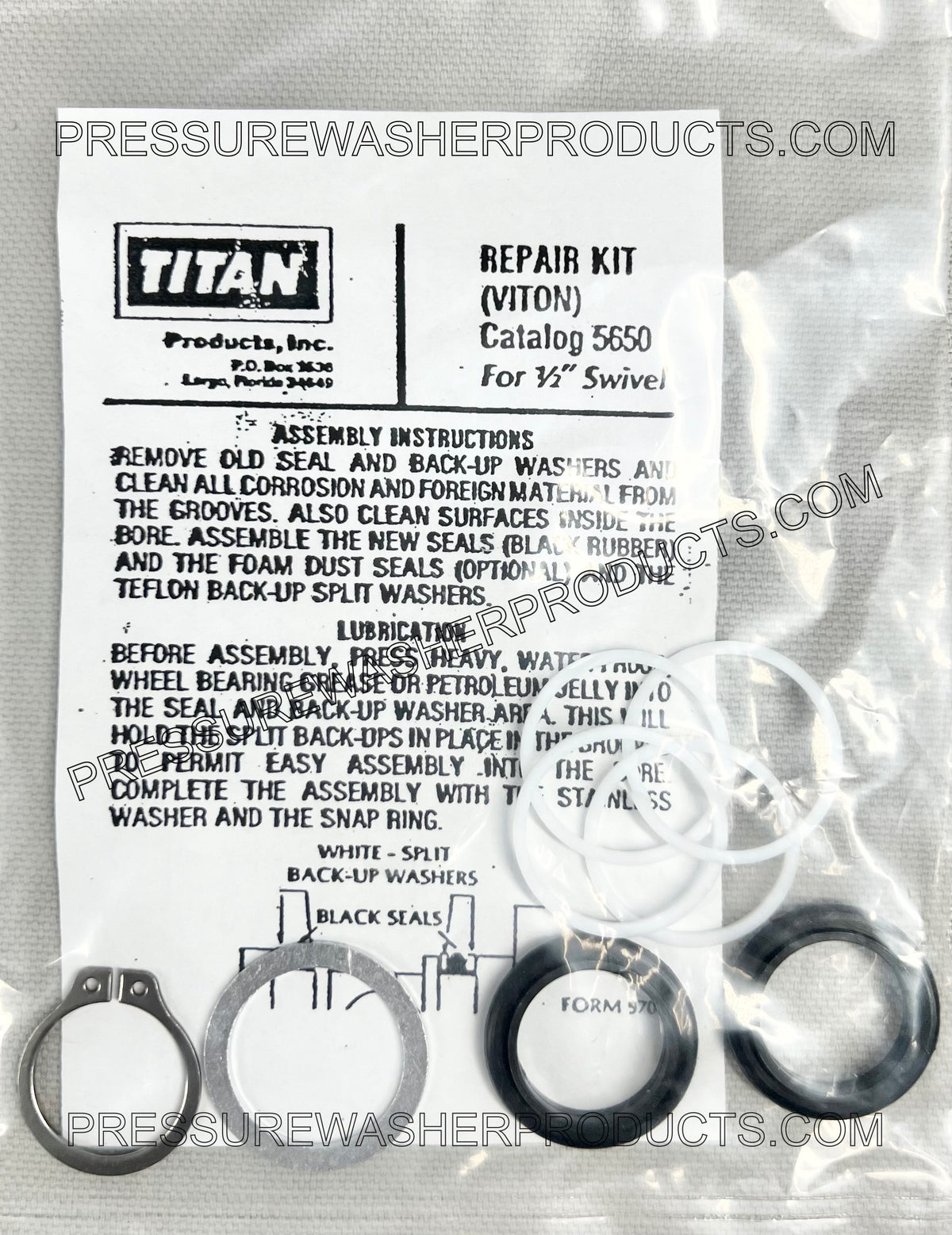 5650, REPAIR KIT, SWIVEL 1/2" VITON FOR 5700 AND TITAN BRAND SWIVEL ...