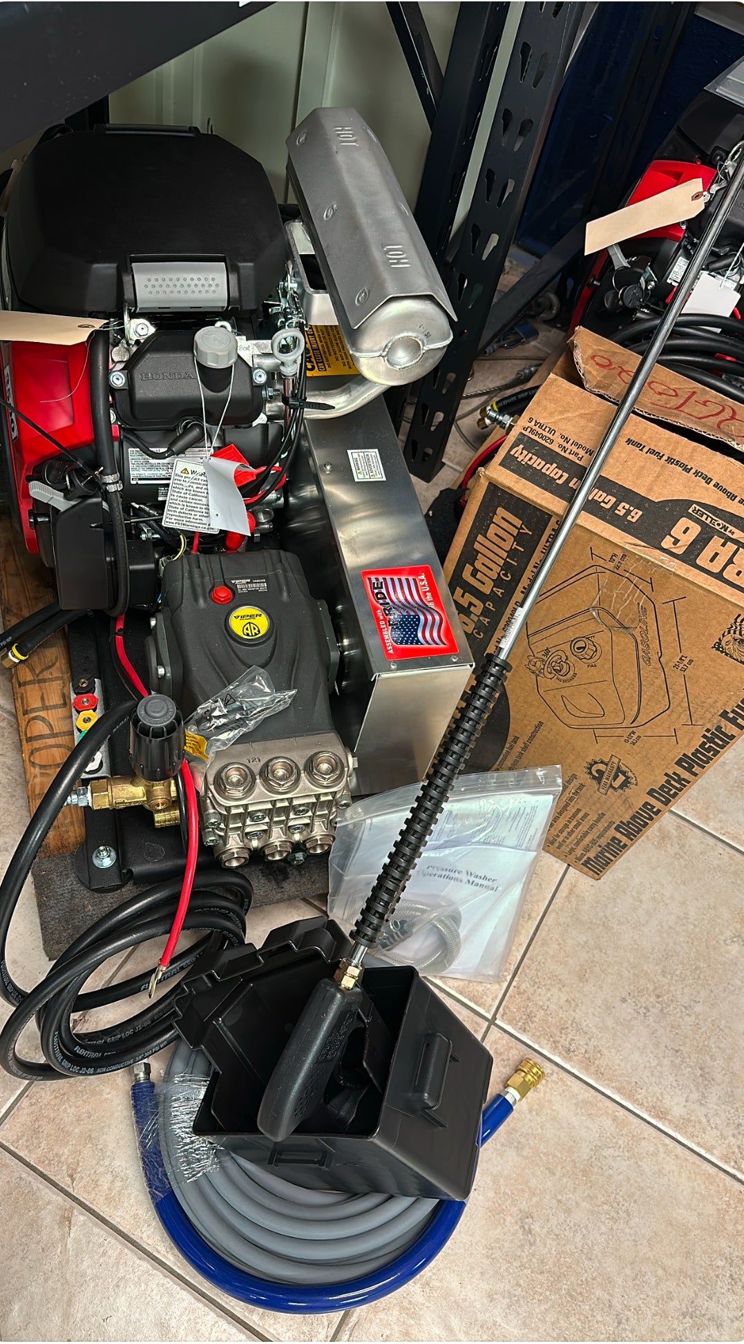 8 gpm 3500 psi Skid Cold Pressure Washer Honda Engine Viper AR Fuel Ta ...