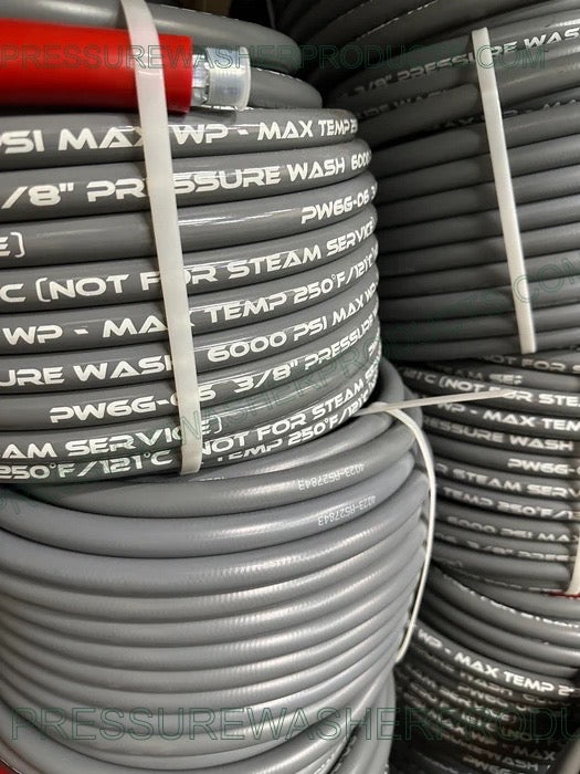3/8" ID x 100' 6000 psi Smooth Cover R2 2 Wire Braid Grey Pressure Was ...