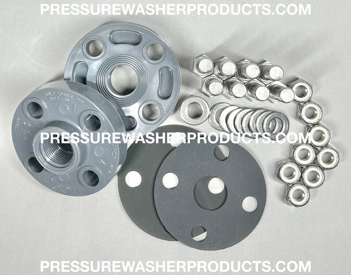 1" Threaded Flange Kit, Viton Gaskets, Stainless Steel Hardware for 1 ...