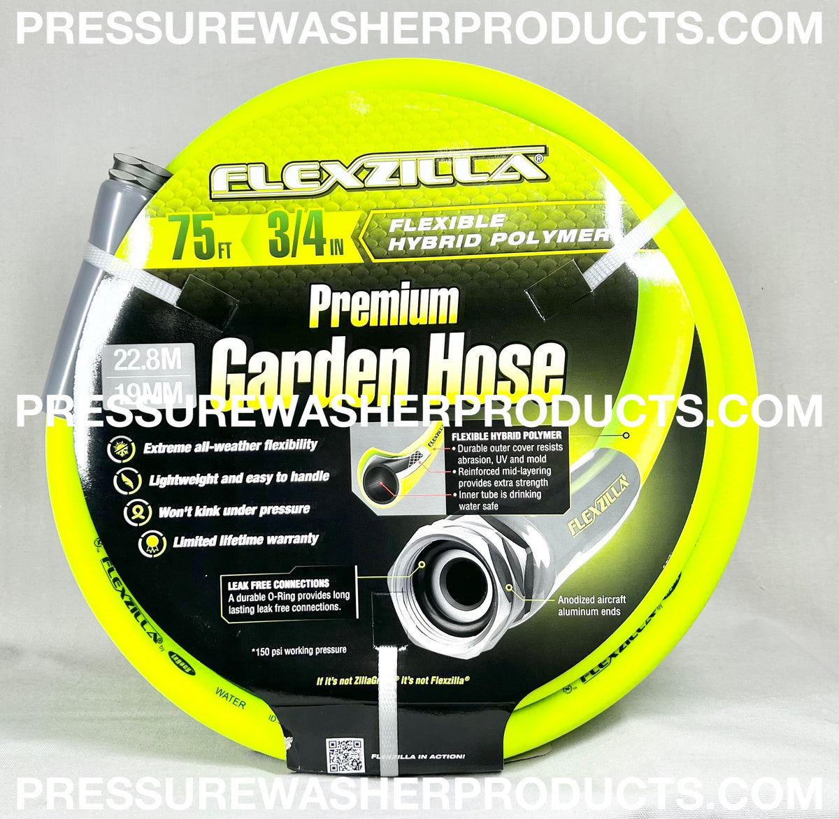 75' X 3/4" ID FLEXZILLA GARDEN HOSE 3/4" FGH X 3/4" MGH HFZG675YW ...